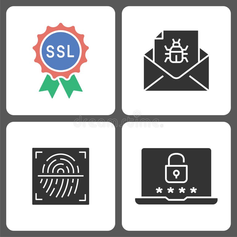 Data Protection Icons on White Background. Vector Illustration. Stock ...