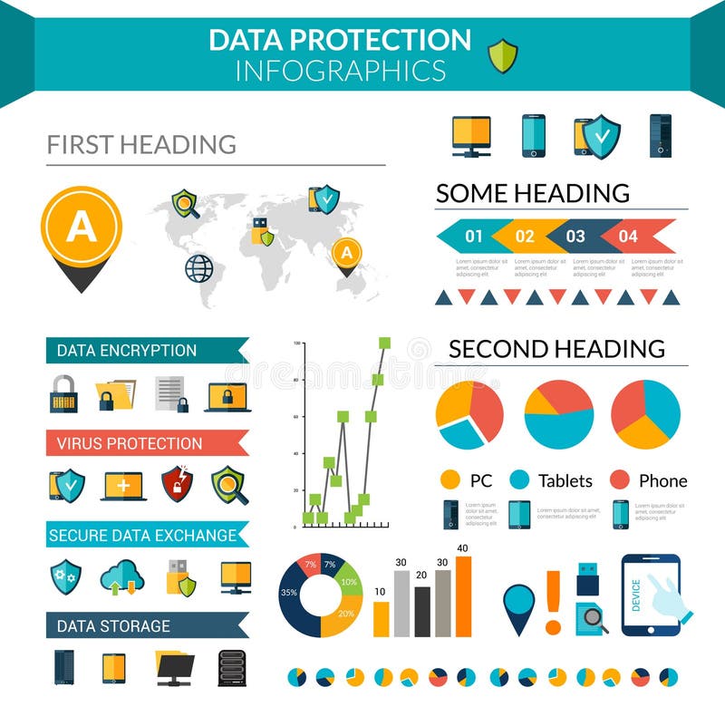 Data Protection Infographics Stock Vector - Illustration of cyber, lock ...