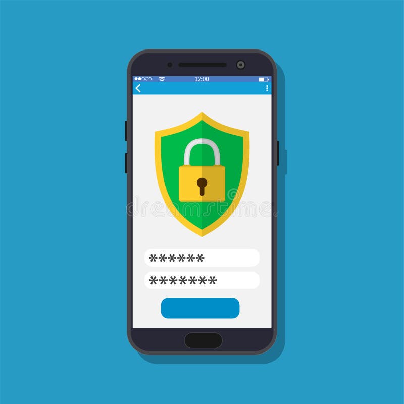 Mobile Security App on Smartphone Screen. Stock Vector - Illustration ...