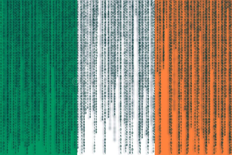 Data Protection Ireland Flag. Irish Flag with Binary Code Stock ...