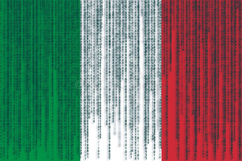 Data Protection Italy Flag. Italian Flag with Binary Code Stock ...