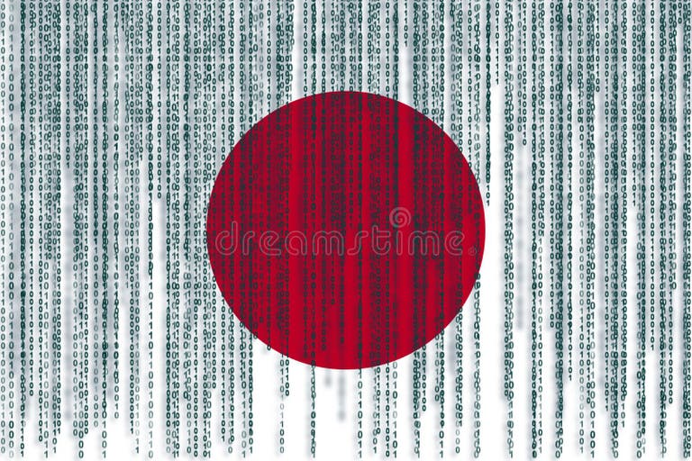 Data Protection Japan Flag. Japan Flag with Binary Code Stock ...