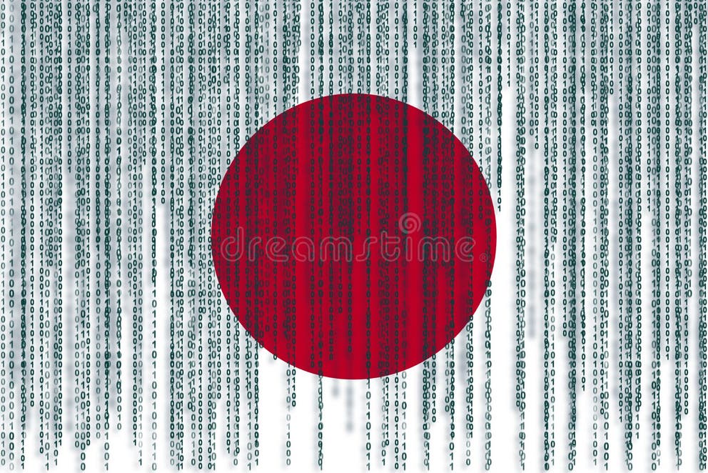 Data Protection Japan Flag. Japan Flag with Binary Code Stock ...