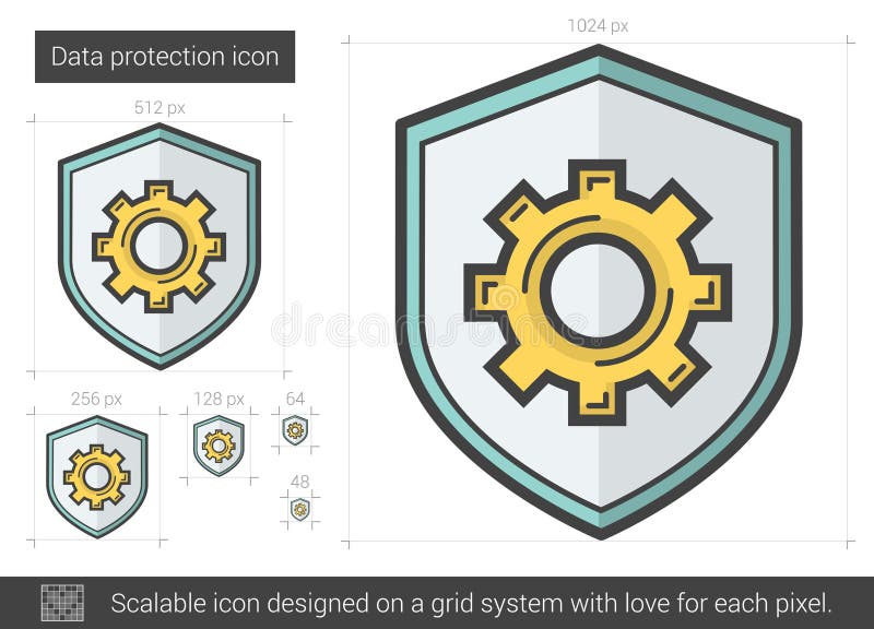 Data protection line icon. stock vector. Illustration of drawing - 85938294