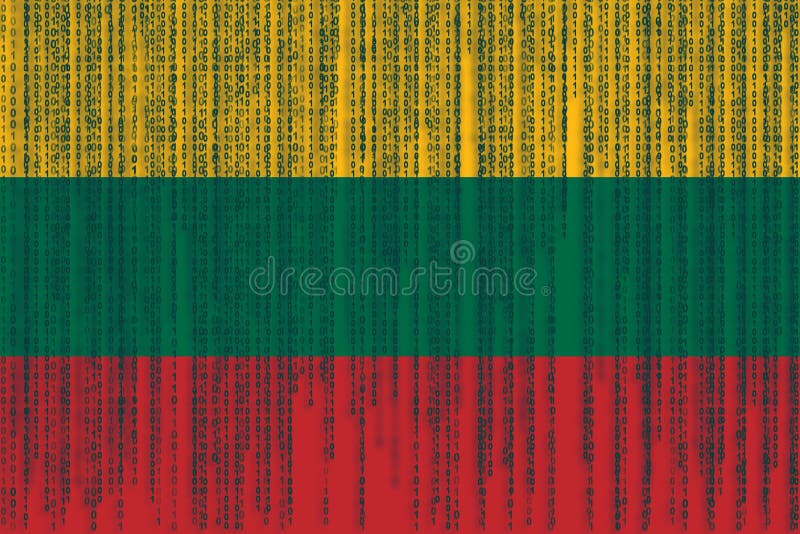 Data Protection Lithuania Flag. Lithuanian Flag with Binary Code Stock ...