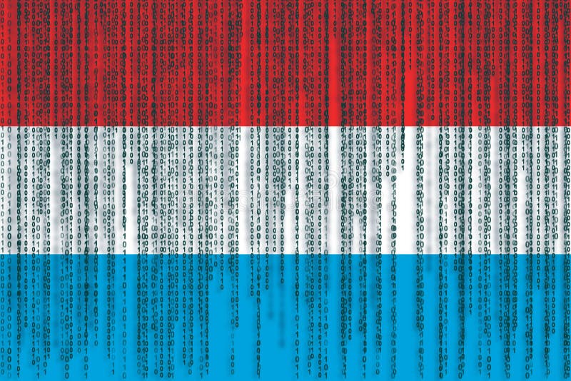 Data Protection Luxembourg Flag. Luxembourg Flag with Binary Cod Stock ...