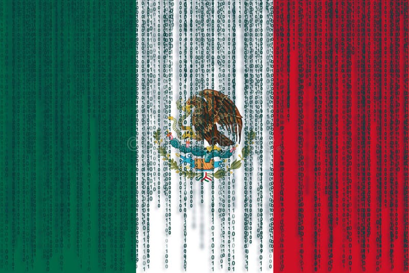 Data Protection Mexico Flag. Mexican Flag with Binary Code Stock ...