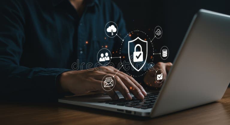 Data Protection and Network Security Visualization with Digital Icons ...