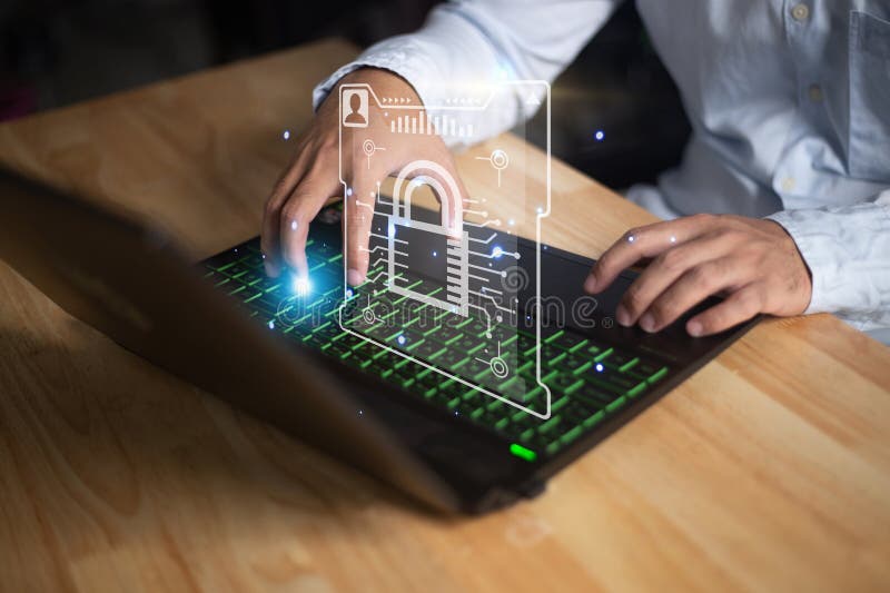 Protecting Personal Data And Money Key On Computer Keyboard Stock