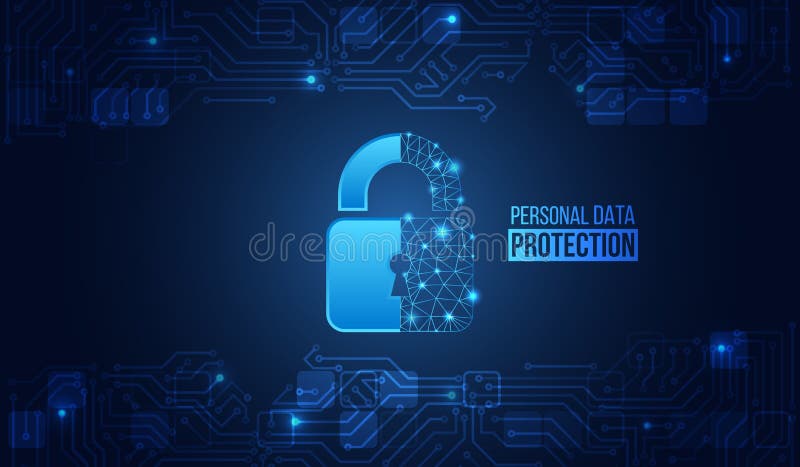 Data Protection Privacy Concept. Shield Icon and Internet Technology ...