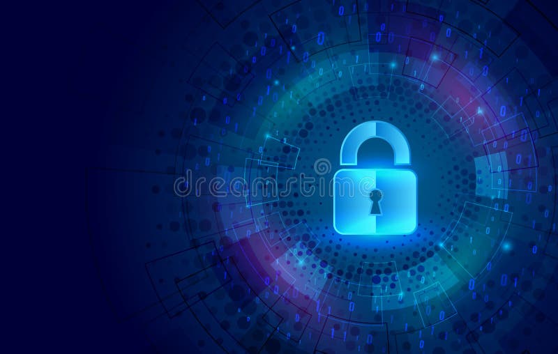 Data Protection Privacy Concept. Shield Icon and Internet Technology ...