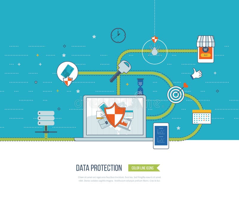 Data Protection and Safe Work. Investment Security. Stock Vector ...