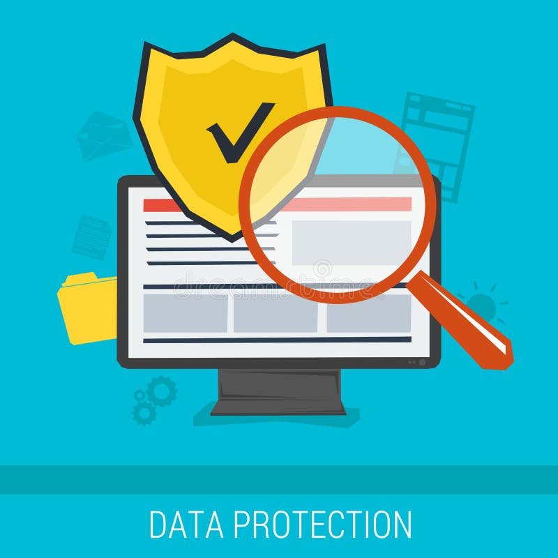 Data Protection and Safe Work Online Stock Vector - Illustration of ...