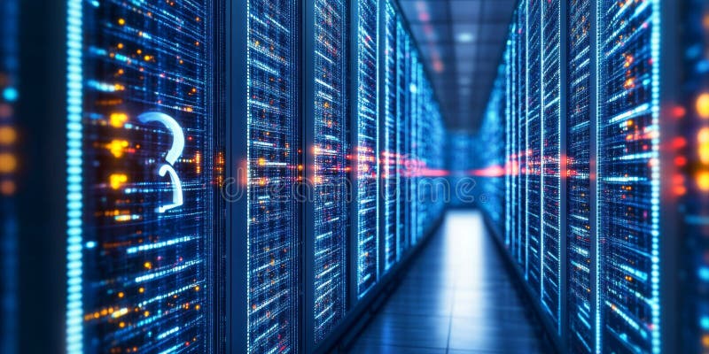 Data Protection in Server Room with Lock Symbol and Computer Hardware ...