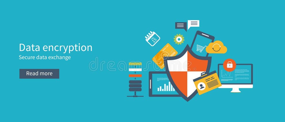 Data Protection Set with Encryption Secure Data Stock Vector ...