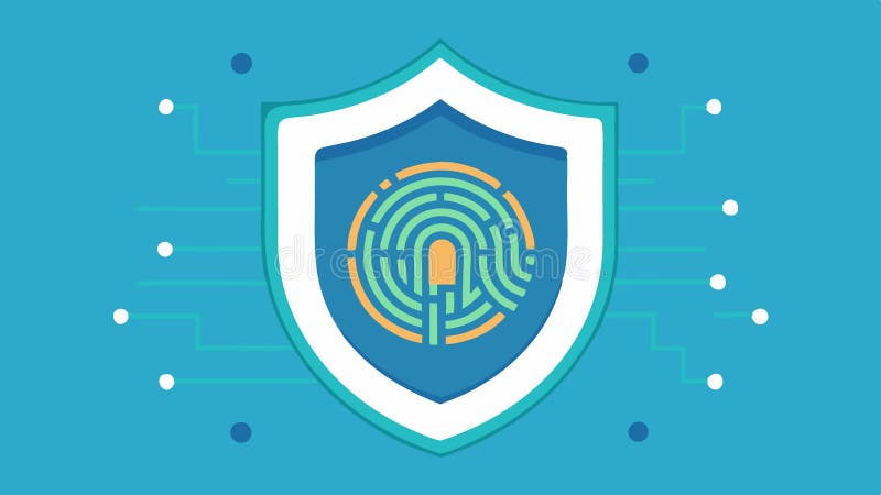 Data Protection Shield a Stylized Shield with a Digital Fingerprint in ...