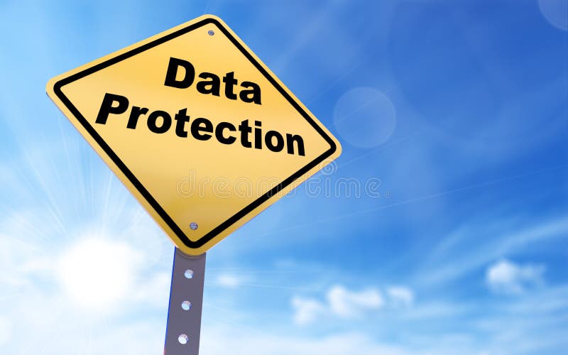 Data protection sign stock illustration. Illustration of blue - 113693316