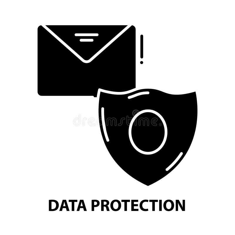 Data Protection Sign Icon, Black Vector Sign with Editable Strokes ...