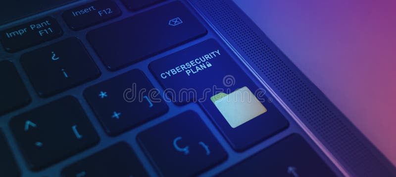 Banner of Laptop Keyboard with Cybersecurity Plan Button. Stock Photo ...