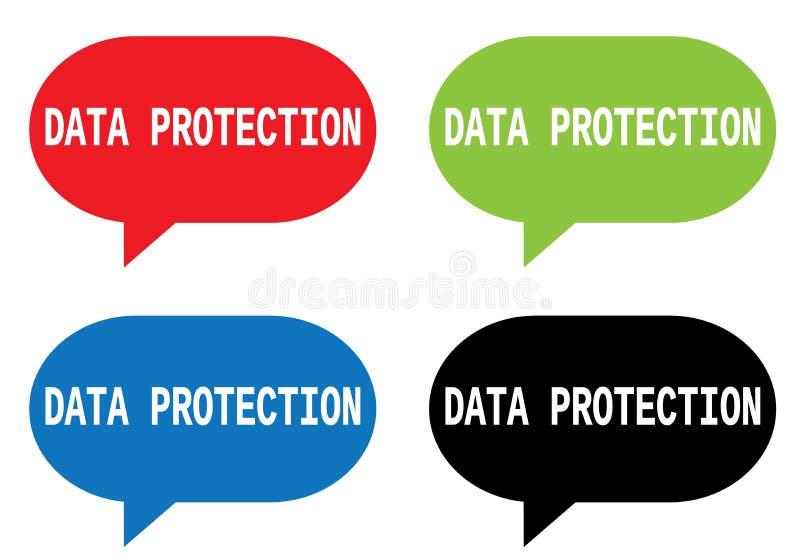 DATA PROTECTION Text, on Rectangle Speech Bubble Sign. Stock ...