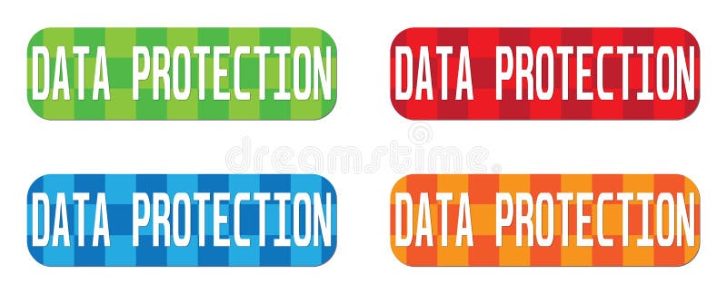 DATA PROTECTION Text, on Rectangle, Zig Zag Pattern Stamp Sign. Stock ...