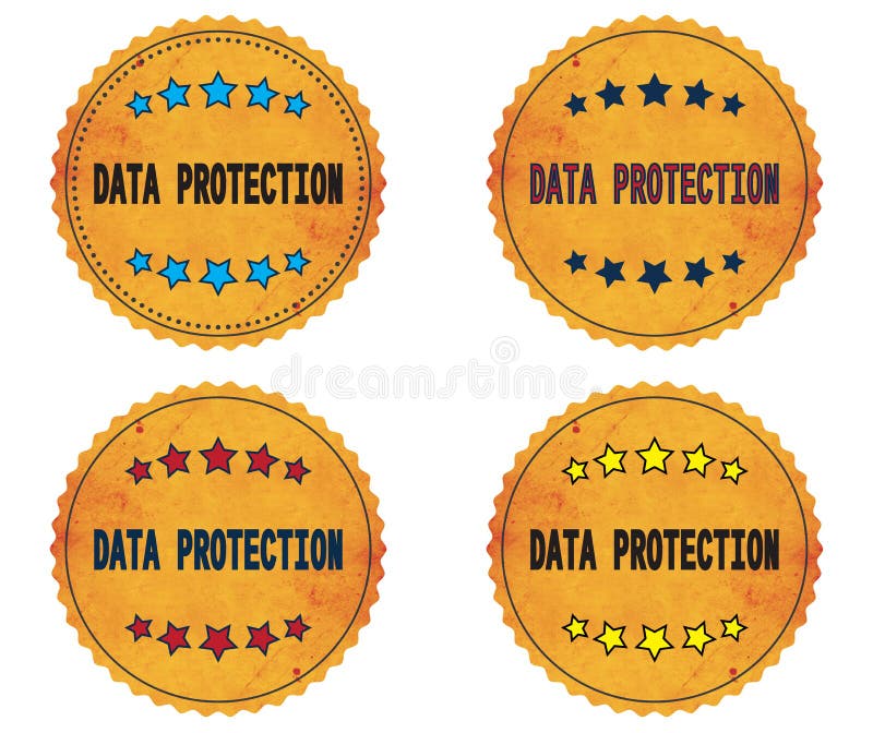 DATA PROTECTION Text, on Round Wavy Border Vintage, Stamp Badge. Stock ...