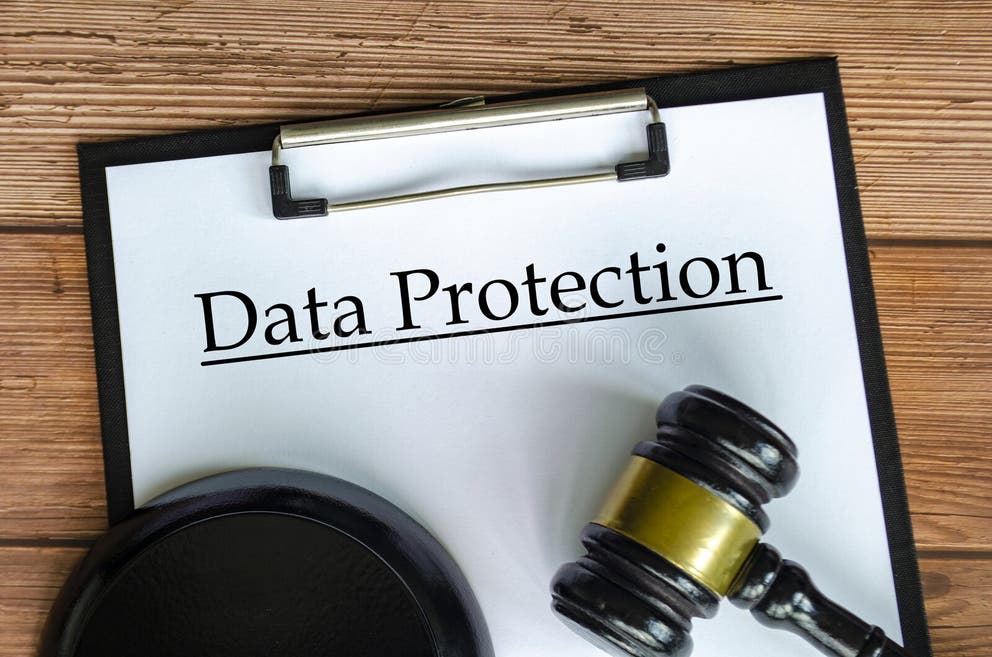 Data Protection Text on White Paper Clipboard with Gavel Stock Photo ...