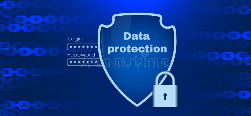 Data Protection Theme with Chain Elements Stock Vector - Illustration ...