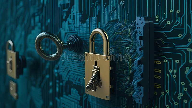Data Protection In Ther Realm Of Cyber Security Stock Illustration