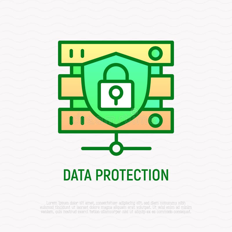 Data Protection Thin Line Icon Stock Vector - Illustration of logo ...