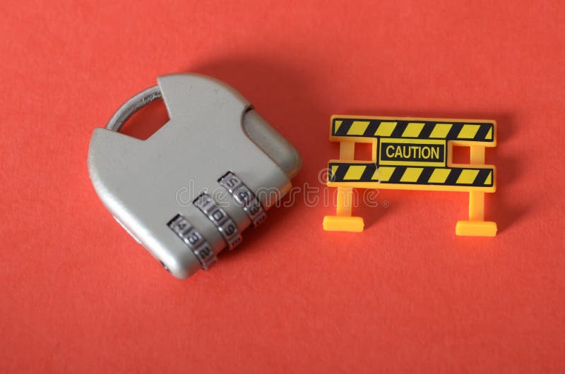 Data Protection Warning â€ Padlock and Miniature Caution Sign ...