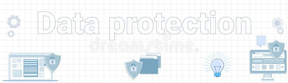 Data Protection Word on Squared Background Horizontal Banner Online ...
