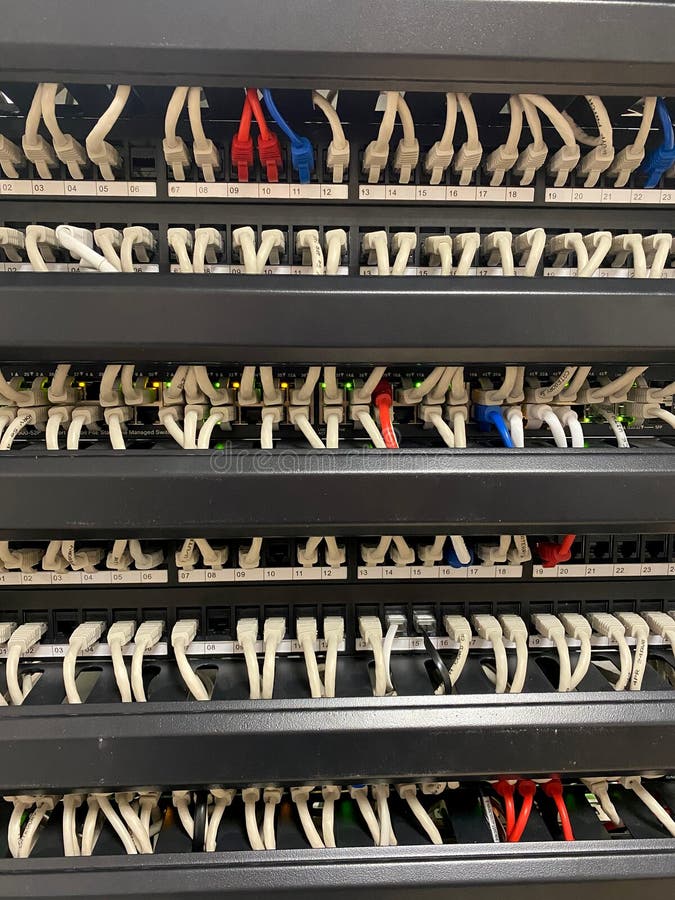 Data Rack Network Cables Connected General View of Stock Photo - Image ...
