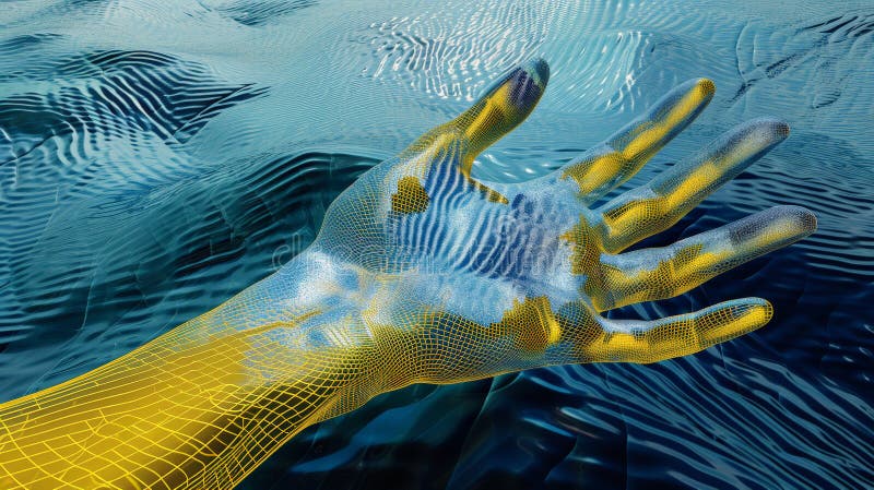 Data Rapture: Surrealistic Mesh in Yellow and Indigo Stock Photo ... Data Rapture: Surrealistic Mesh in Yellow and Indigo Stock Photo ...
