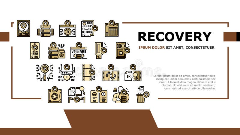 Data Recovery Computer Processing Landing Header Vector Stock Vector ...