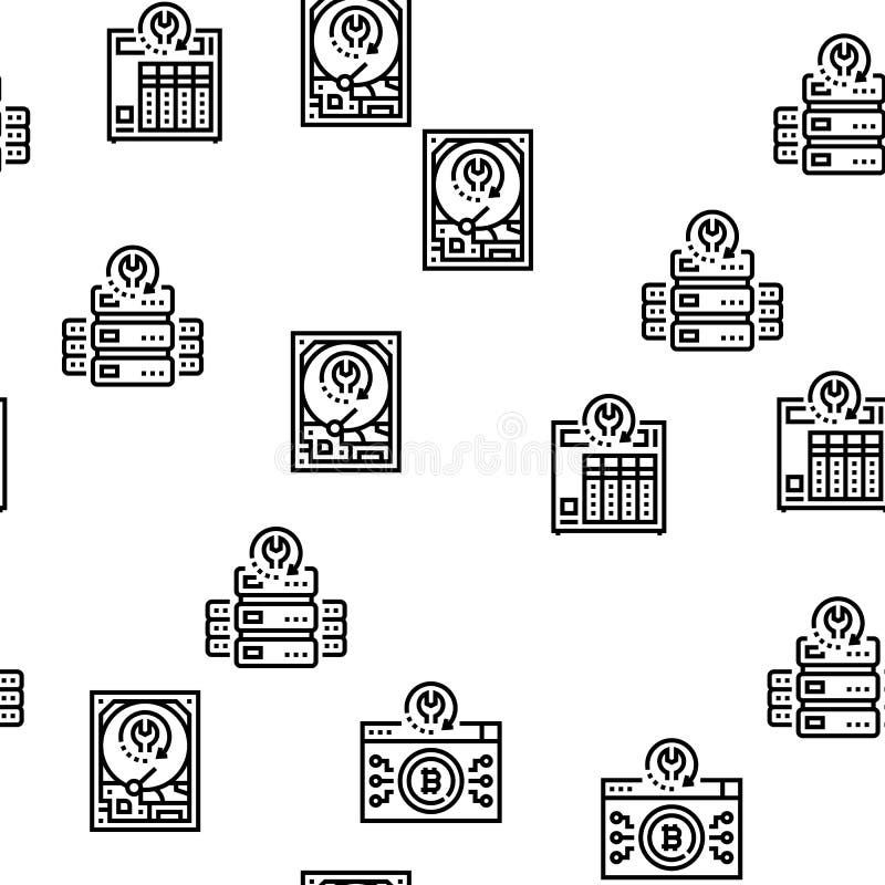 Data Recovery Computer Processing Vector Seamless Pattern Stock Vector