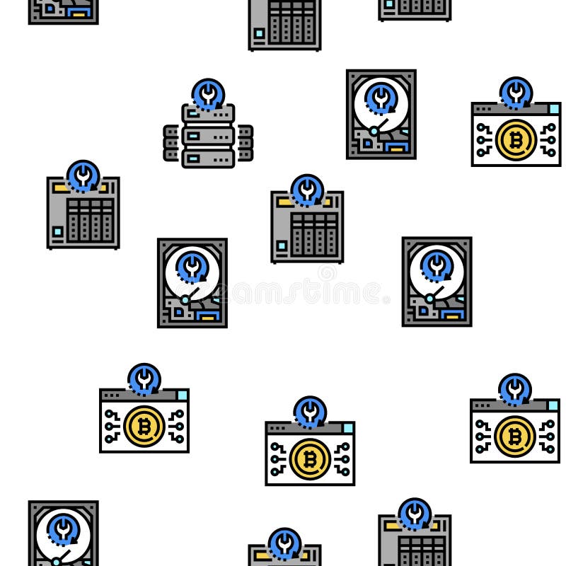 Data Recovery Computer Processing Vector Seamless Pattern Stock Vector