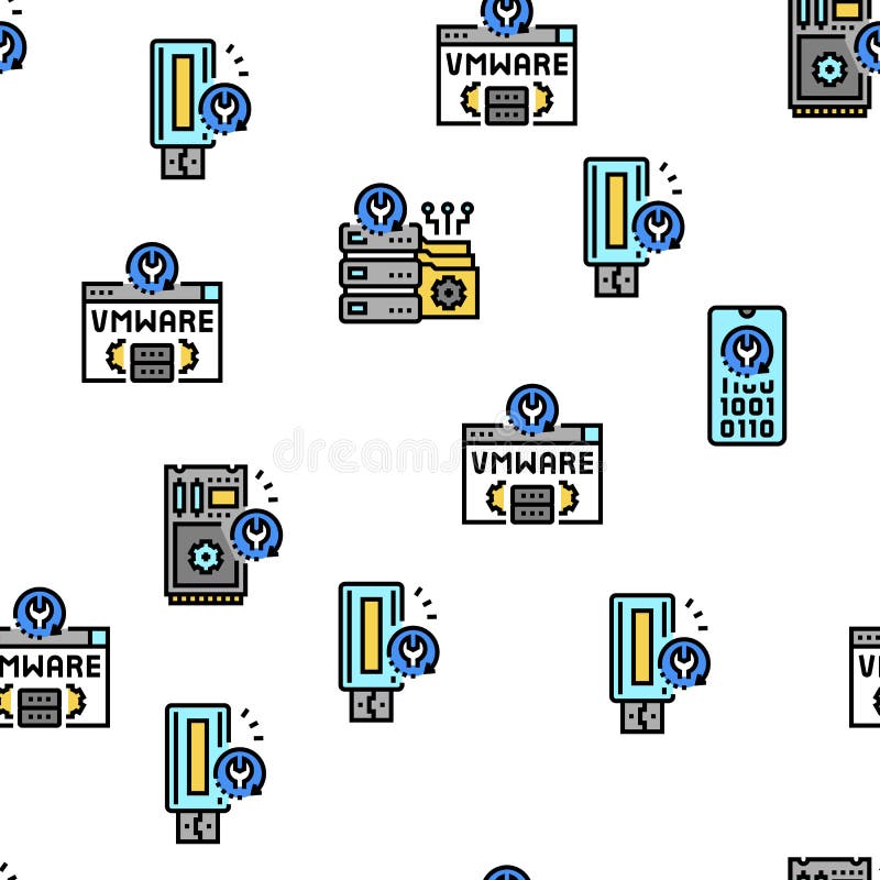 Data Recovery Computer Processing Vector Seamless Pattern Stock Vector
