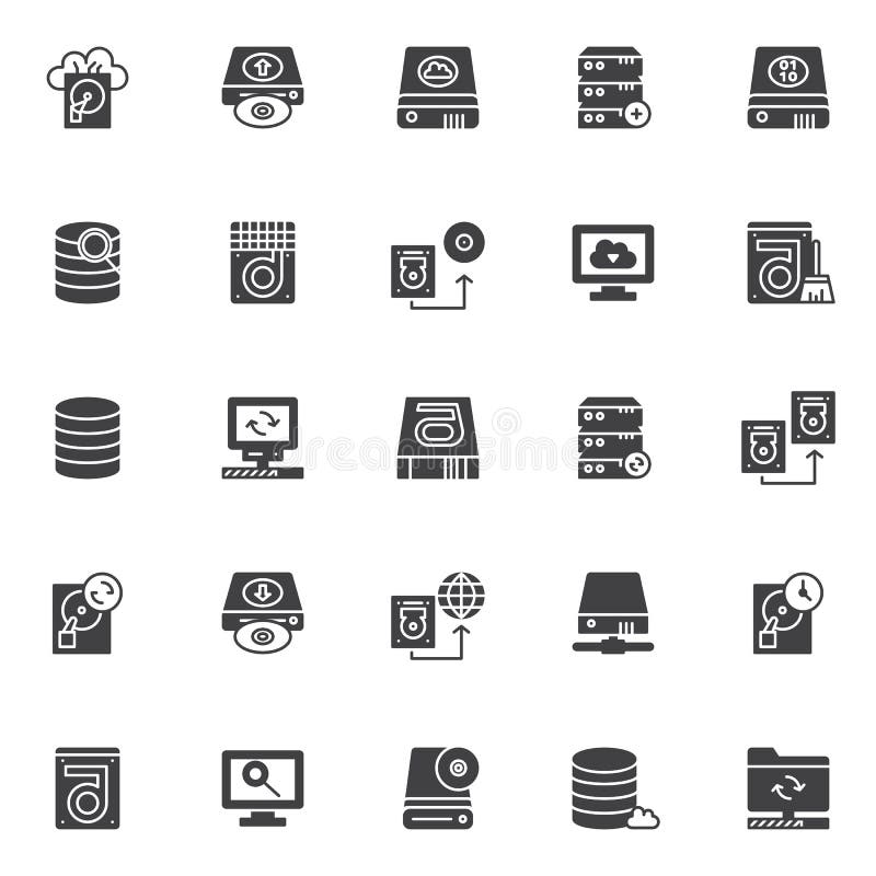 Data Recovery Elements Vector Icons Set Stock Vector - Illustration of ...