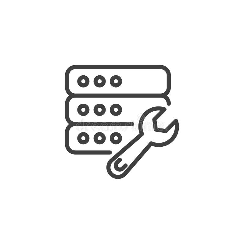 Server Maintenance Line Icon Stock Illustration - Illustration of sign ...