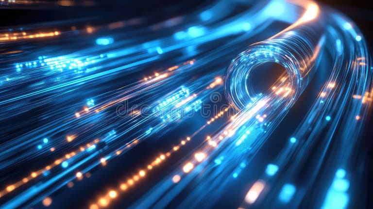 Data Replicating Fiber Optic Cable Stock Illustration - Illustration of ...