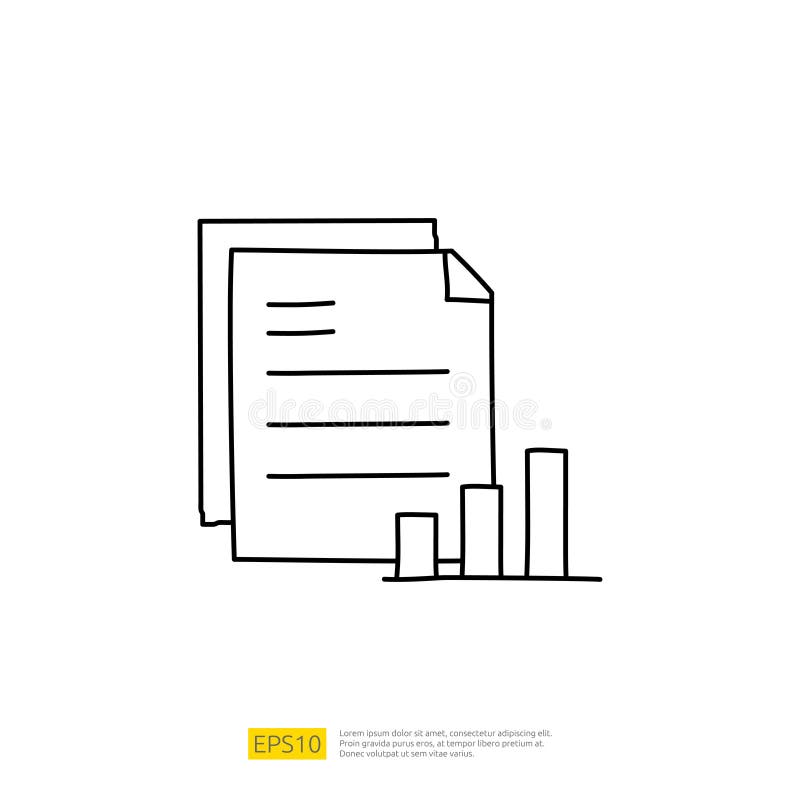 Data Report and Presentation Concept Doodle Linear Icon with Graphic ...