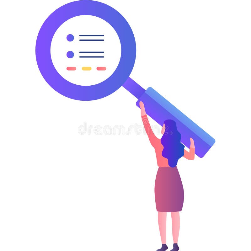 Data Research Icon Woman with Magnifying Glass Stock Vector ...