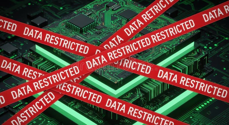 Data Restricted on Digital Circuit Board Illustrating Cyber Security ...