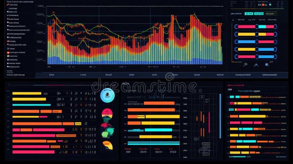 Data-Rich Dashboard Displaying Complex Financial Trends and Analytics ...