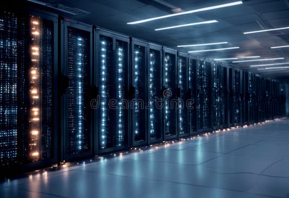 Data Rows Computers Lights Center Working Led Rack Servers Blinking ...