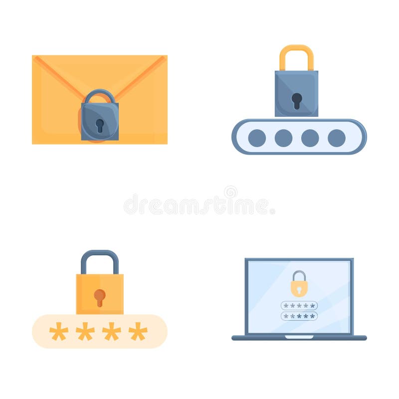 Data Safety Icons Set Cartoon Vector. Security of Personal Information ...