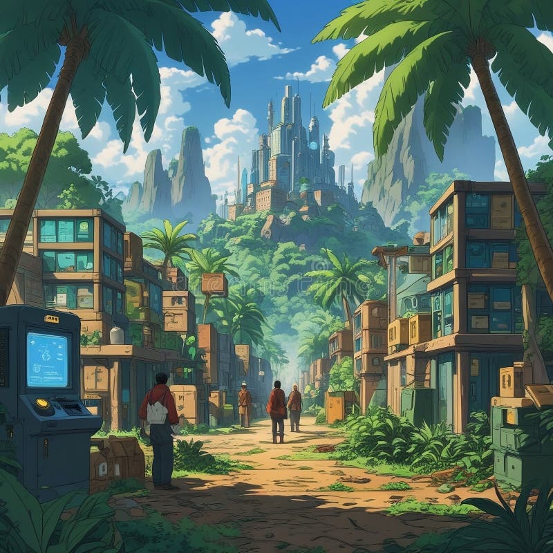 Data Sanctuary: Tropical Tech Town Hidden in the Forest Stock ...