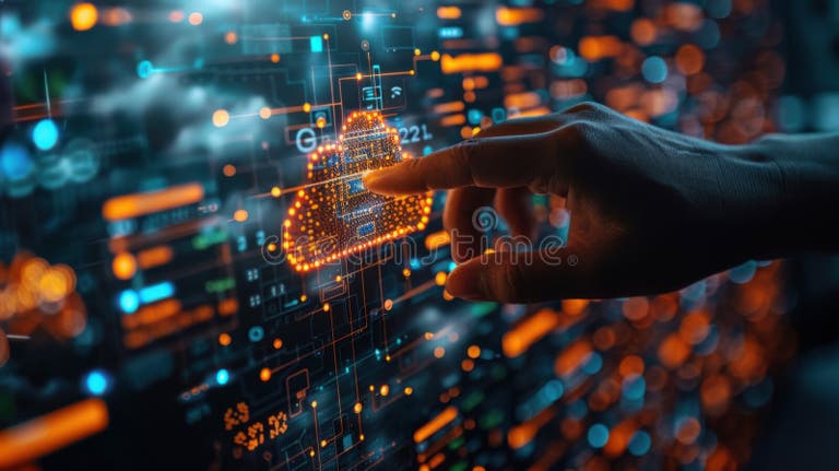 Data Science, AI and Cloud Data Concept. Computer Programmer. Stock ...