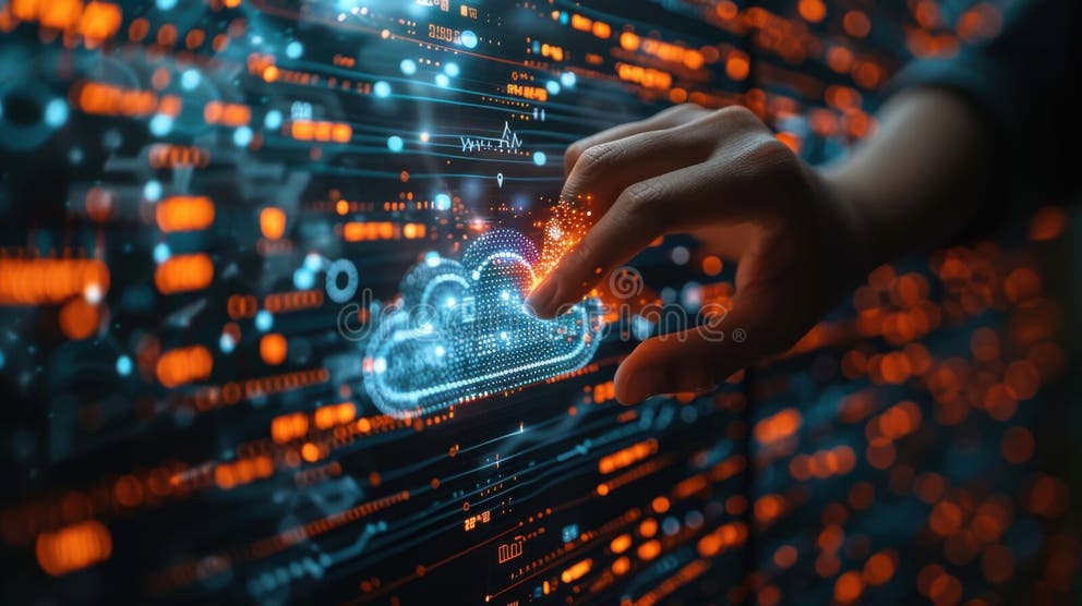 Data Science, AI and Cloud Data Concept. Computer Programmer. Stock Image - Image of technology ...